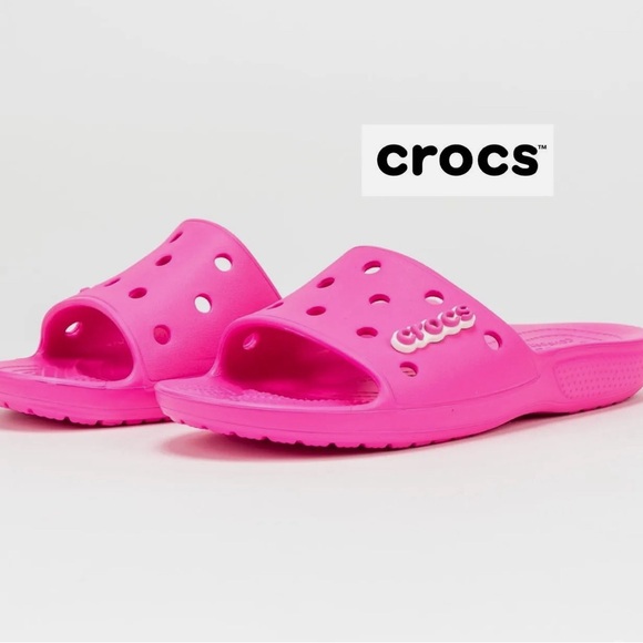 CROCS | Shoes | Nwt Crocs Women W8m Electric Pink Classic Crocs Slide ...